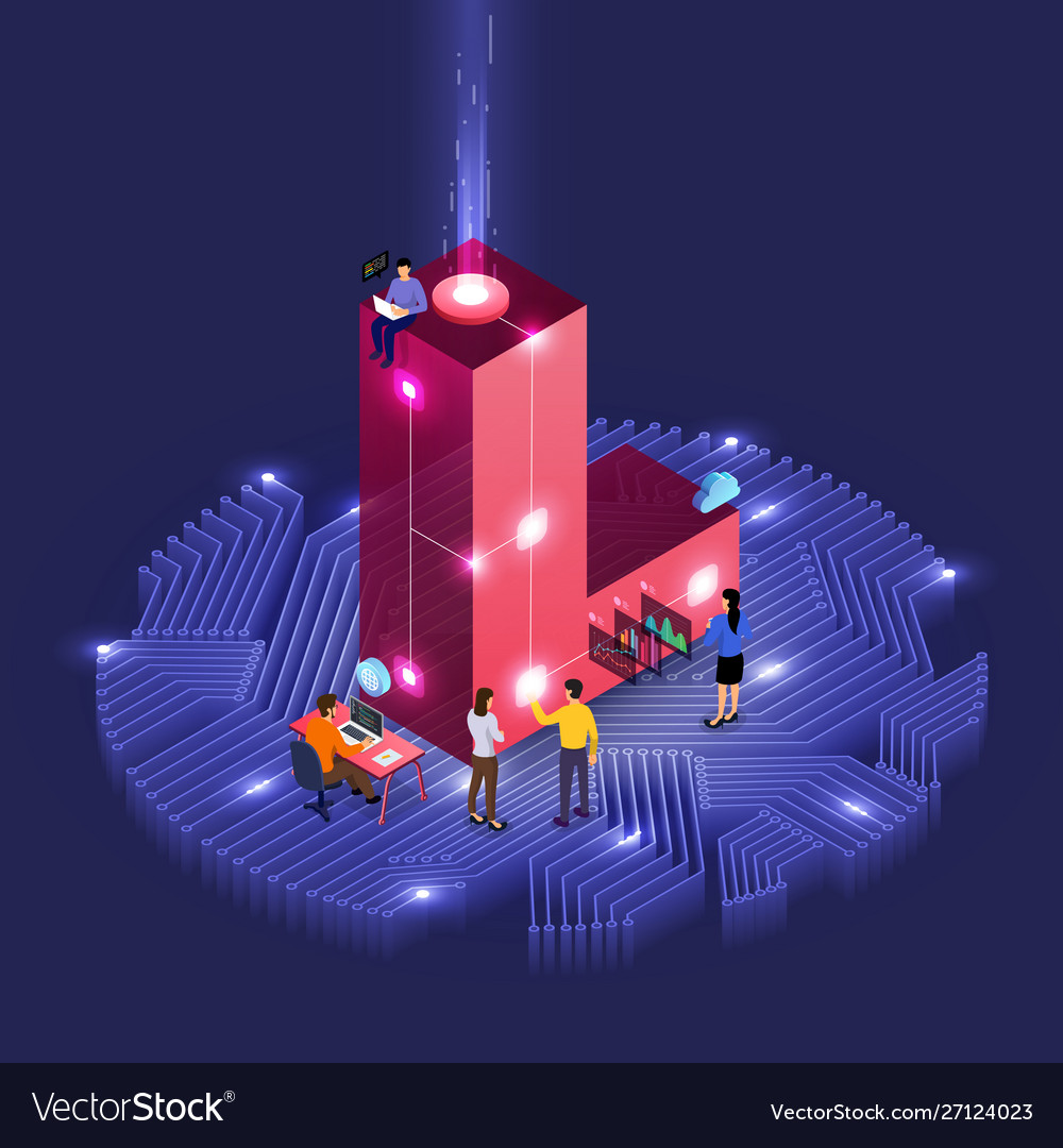Isometric business teamwork Royalty Free Vector Image