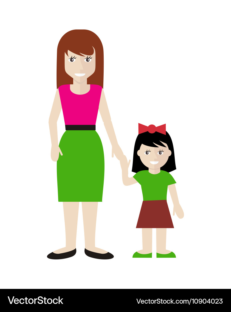 Mother and Daughter in Flat Design Royalty Free Vector Image