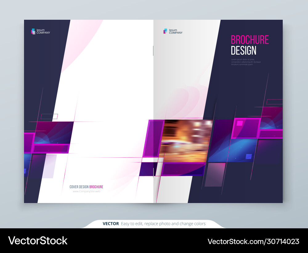Purple brochure cover template layout corporate Vector Image