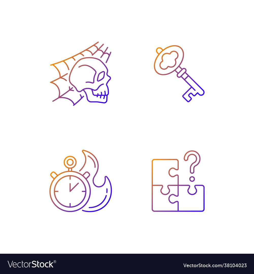 Quest room gradient linear icons set Royalty Free Vector Quest room gradient linear icons set Royalty Free Vector