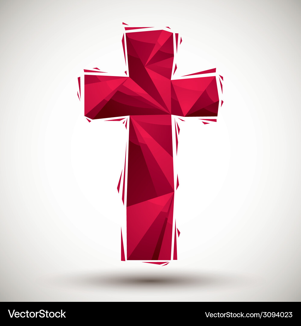 Red cross geometric icon made in 3d modern style Vector Image