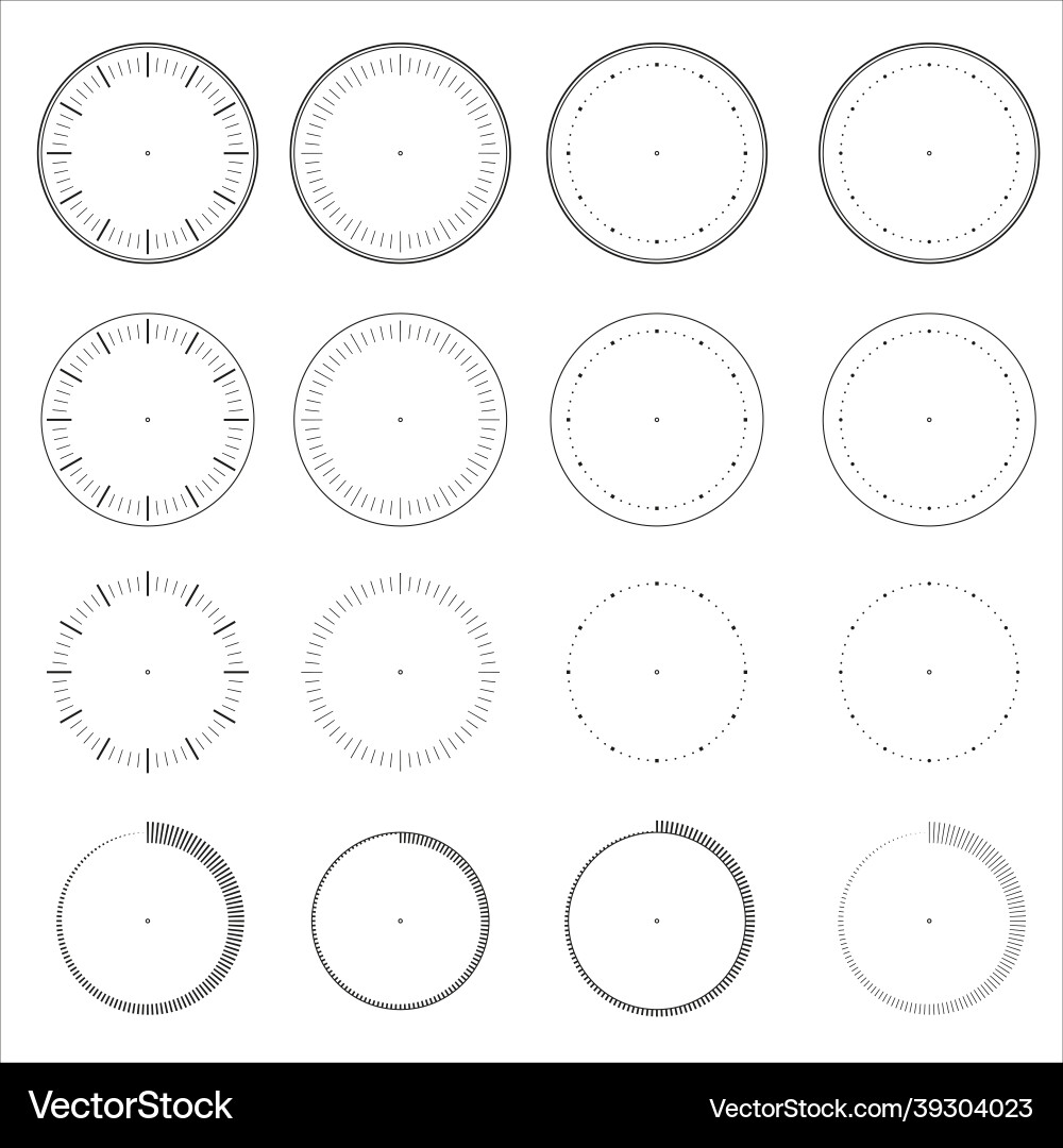 Round clock faces vintage watch stopwatch Vector Image