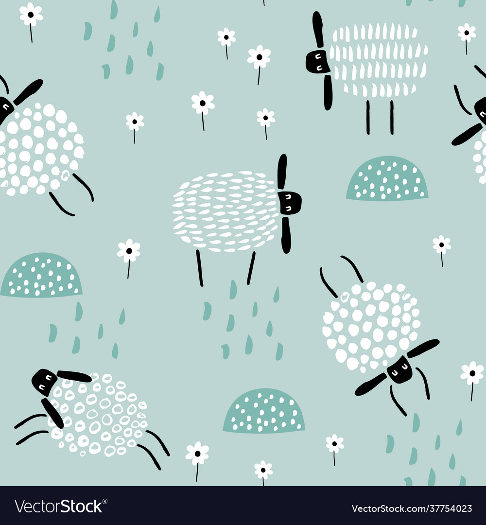 Seamless childish pattern with cute hand drawn Vector Image