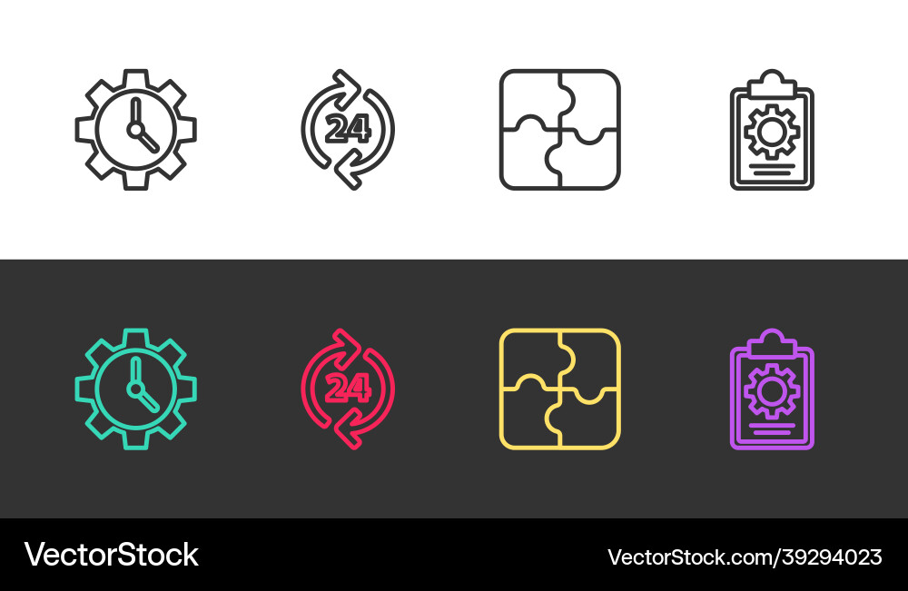 Set line time management telephone 24 hours Vector Image