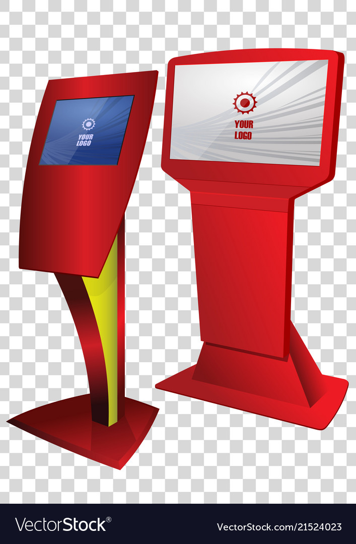 Two red promotional interactive information kiosk Vector Image