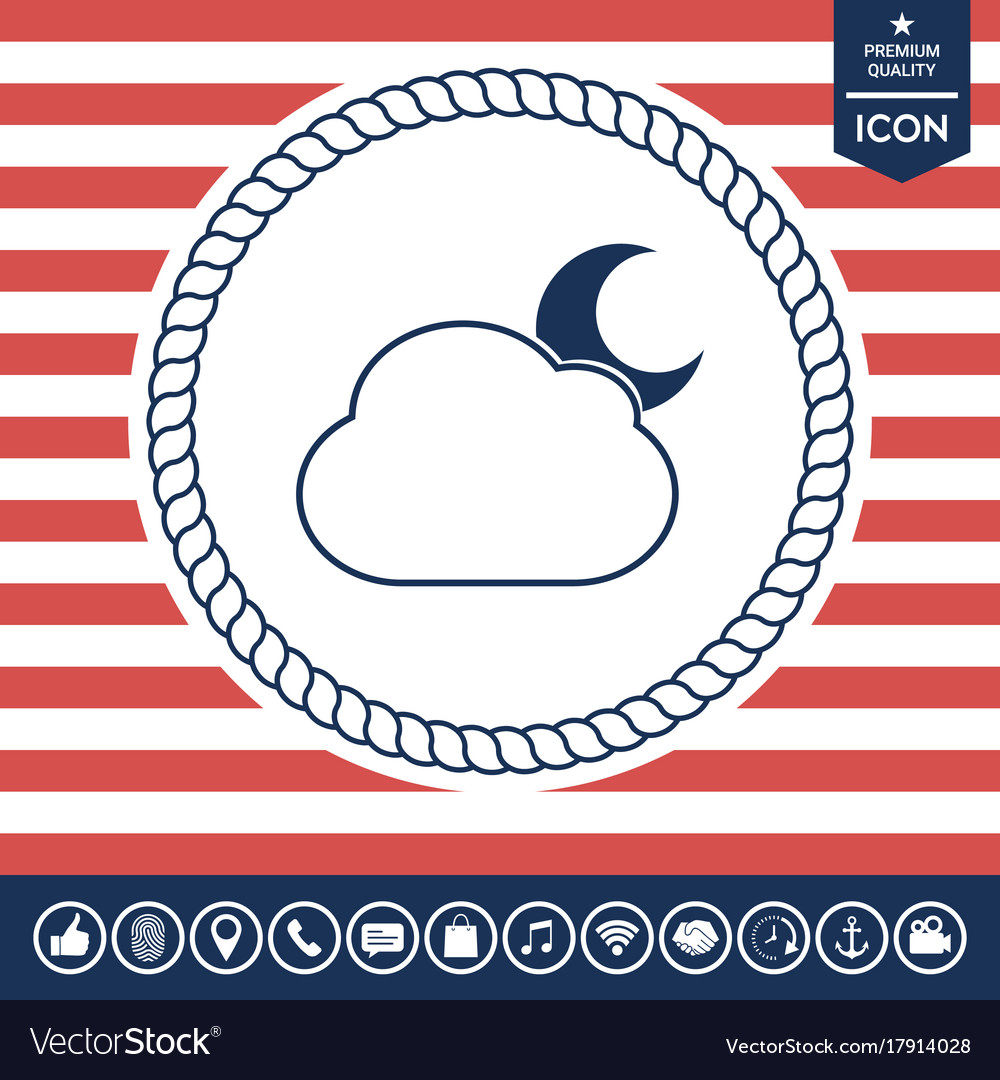 Cloud moon symbol - ico Royalty Free Vector Image