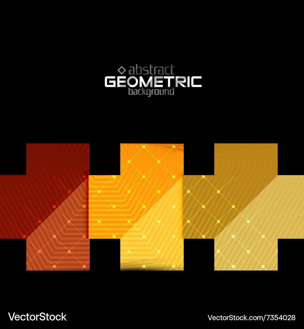 Colorful geometric shapes with texture on black Vector Image