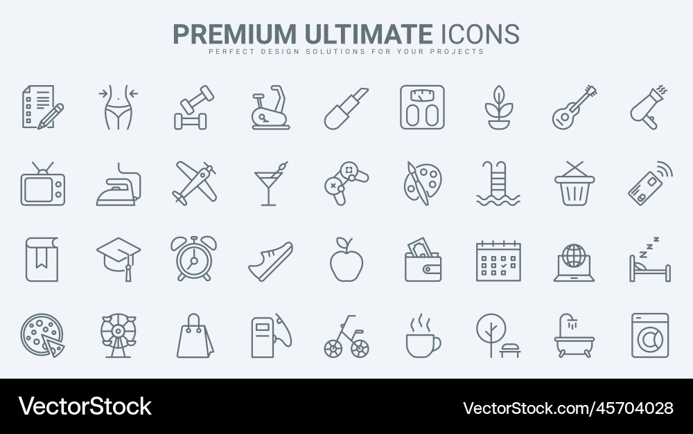 Daily planner calendar thin line icons set Vector Image