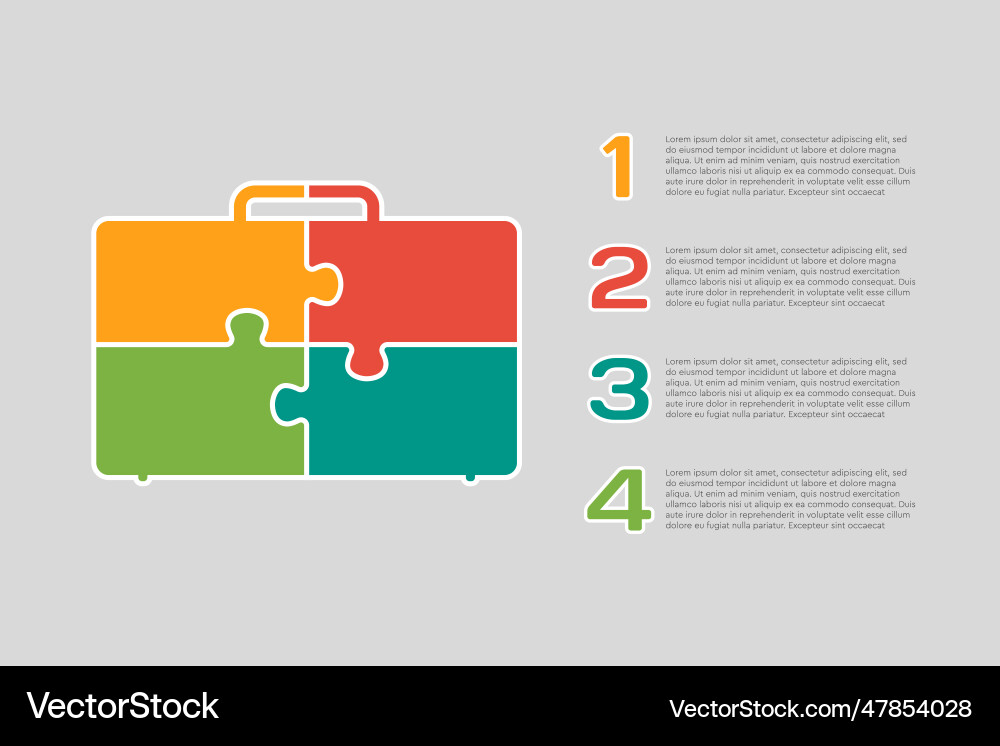 Diagram infographic for 4 steps suitcase puzzle Vector Image