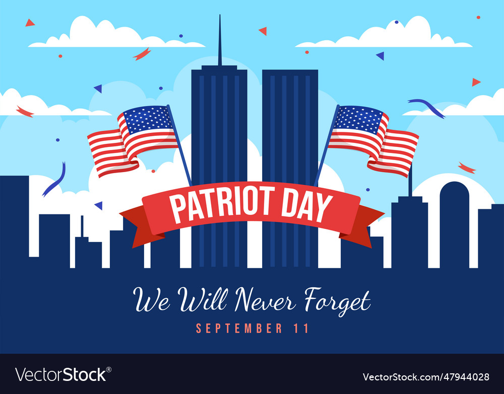 Happy usa patriot day with united states flag 911 Vector Image
