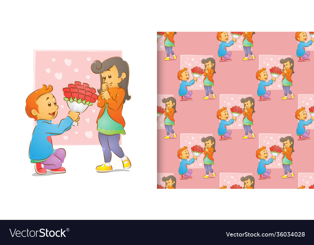 Pattern set man giving Royalty Free Vector Image