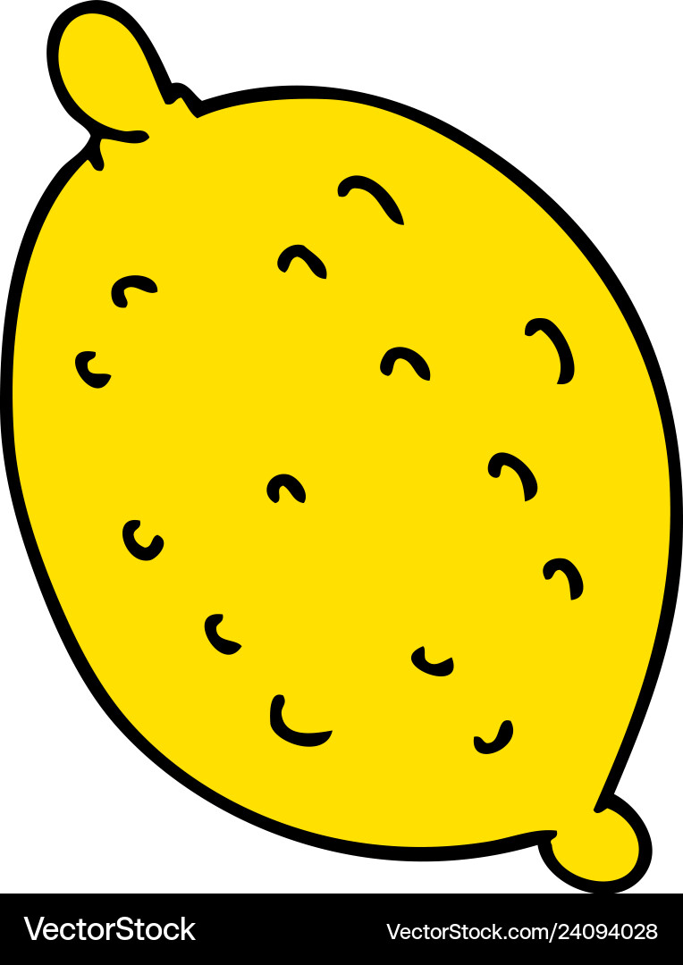 Quirky hand drawn cartoon lemon Royalty Free Vector Image