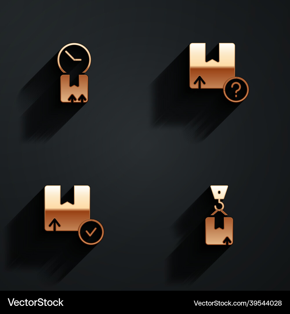 Set cardboard box with clock carton cardboard Vector Image