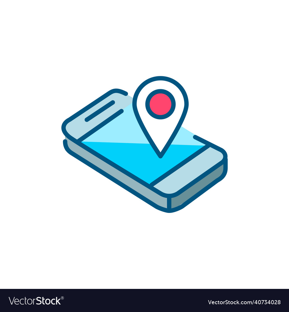 Smartphone with a location map pointer isometric Vector Image