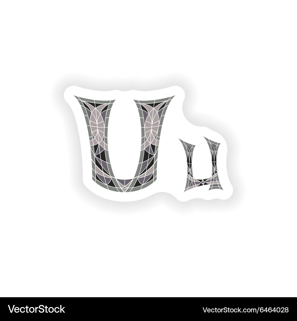 Sticker low poly letter u in gray mosaic polygon Vector Image