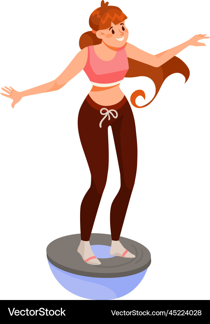 Woman character balancing doing sport exercise Vector Image