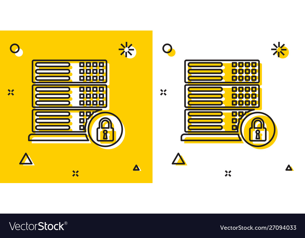 Black server security with closed padlock icon Vector Image