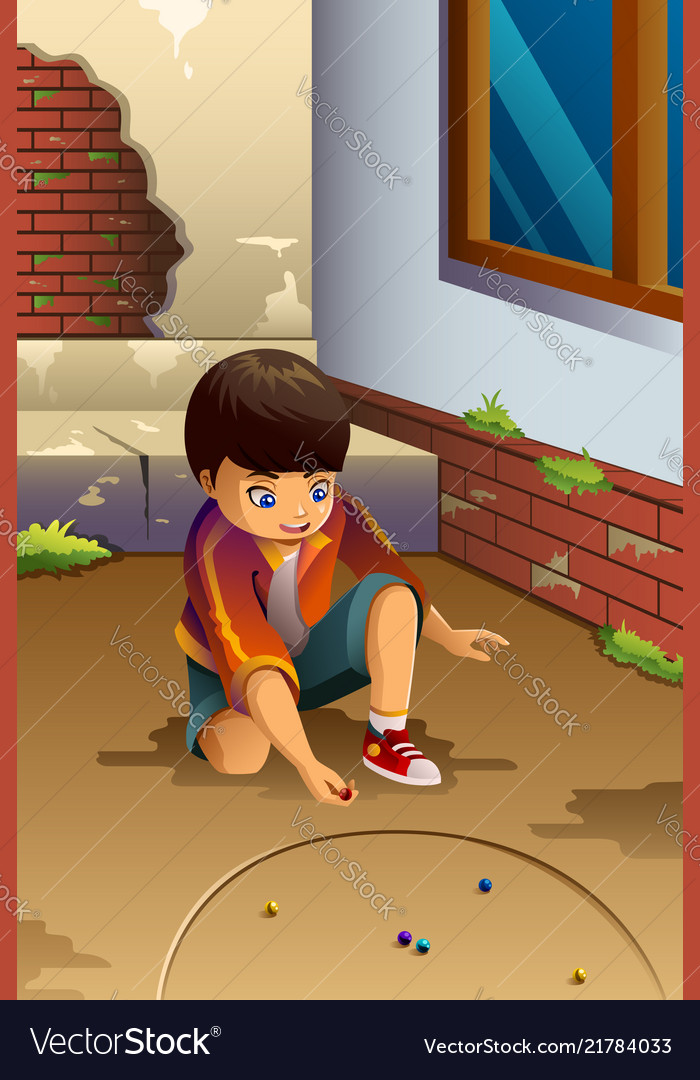 Boy playing marbles Royalty Free Vector Image - VectorStock