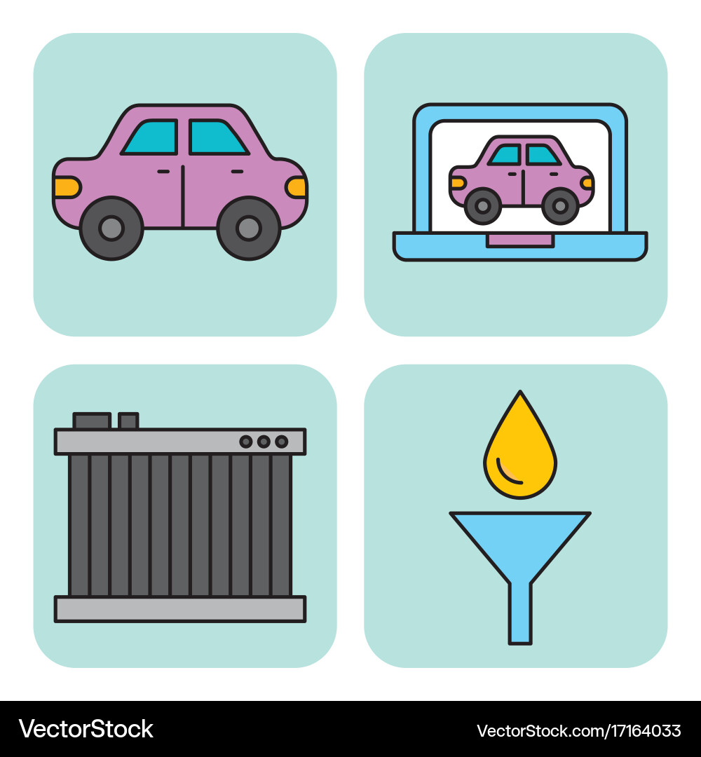 Car service equipment tool support set icons Vector Image