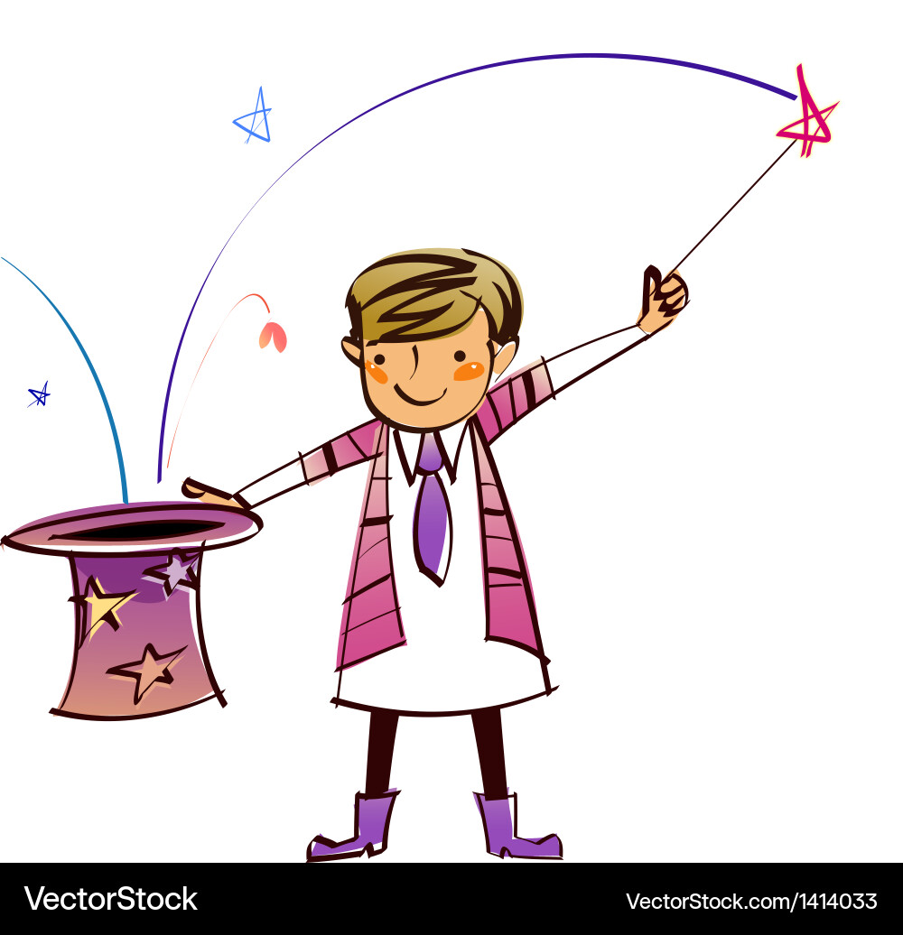 Close-up of boy showing magic Royalty Free Vector Image