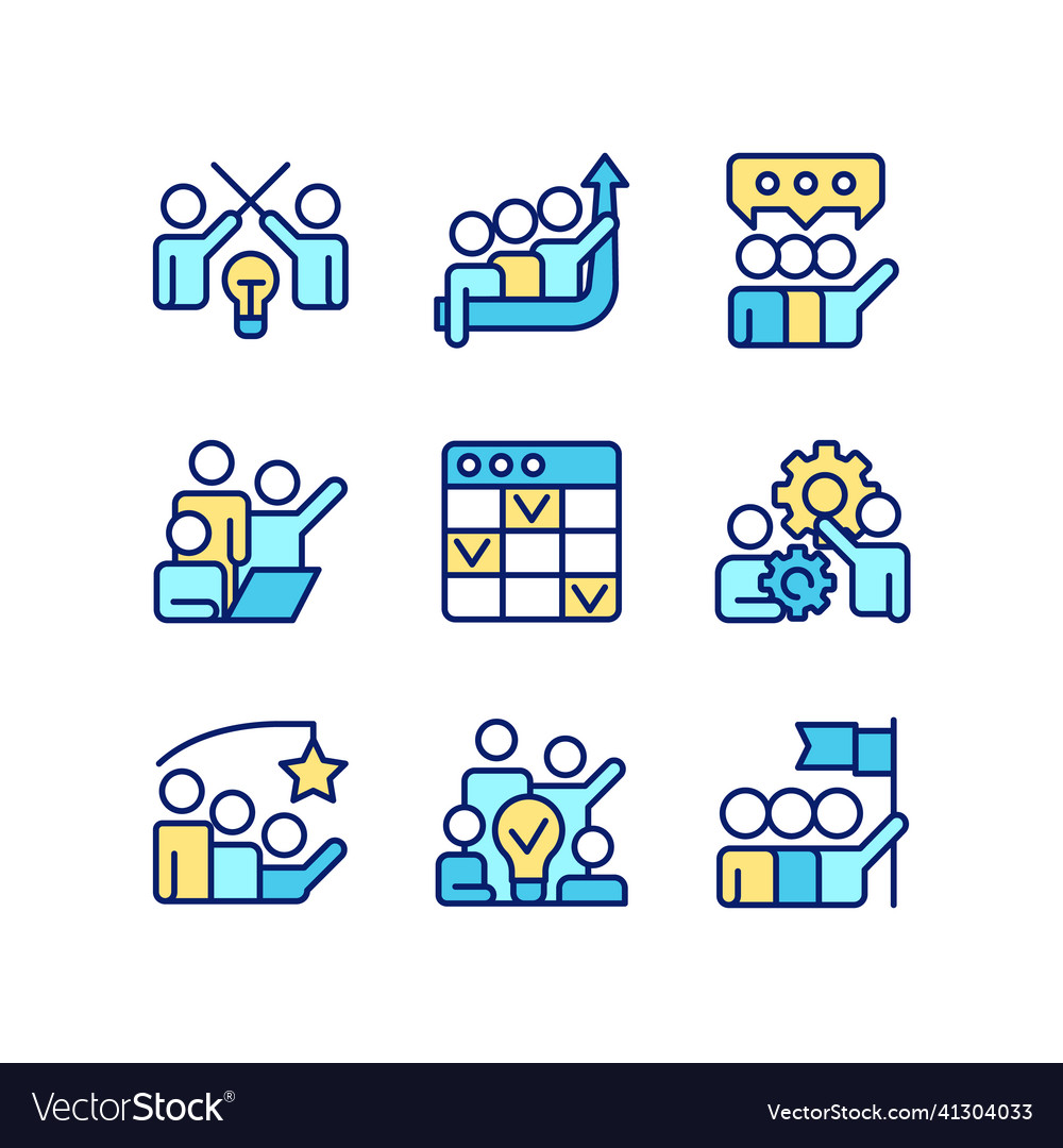 Collaboration pixel perfect rgb color icons set Vector Image Collaboration pixel perfect rgb color icons set Vector Image