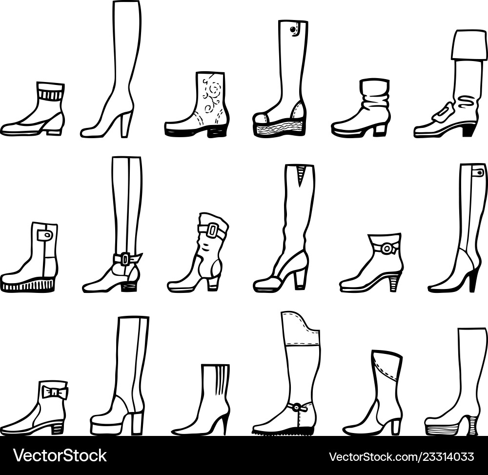 Collection of various models female boots Vector Image
