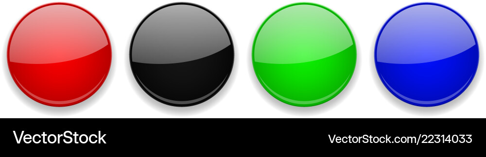 Colored glass 3d buttons round icons Royalty Free Vector
