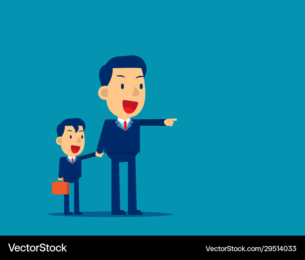 Experienced business person pointing to direction Vector Image