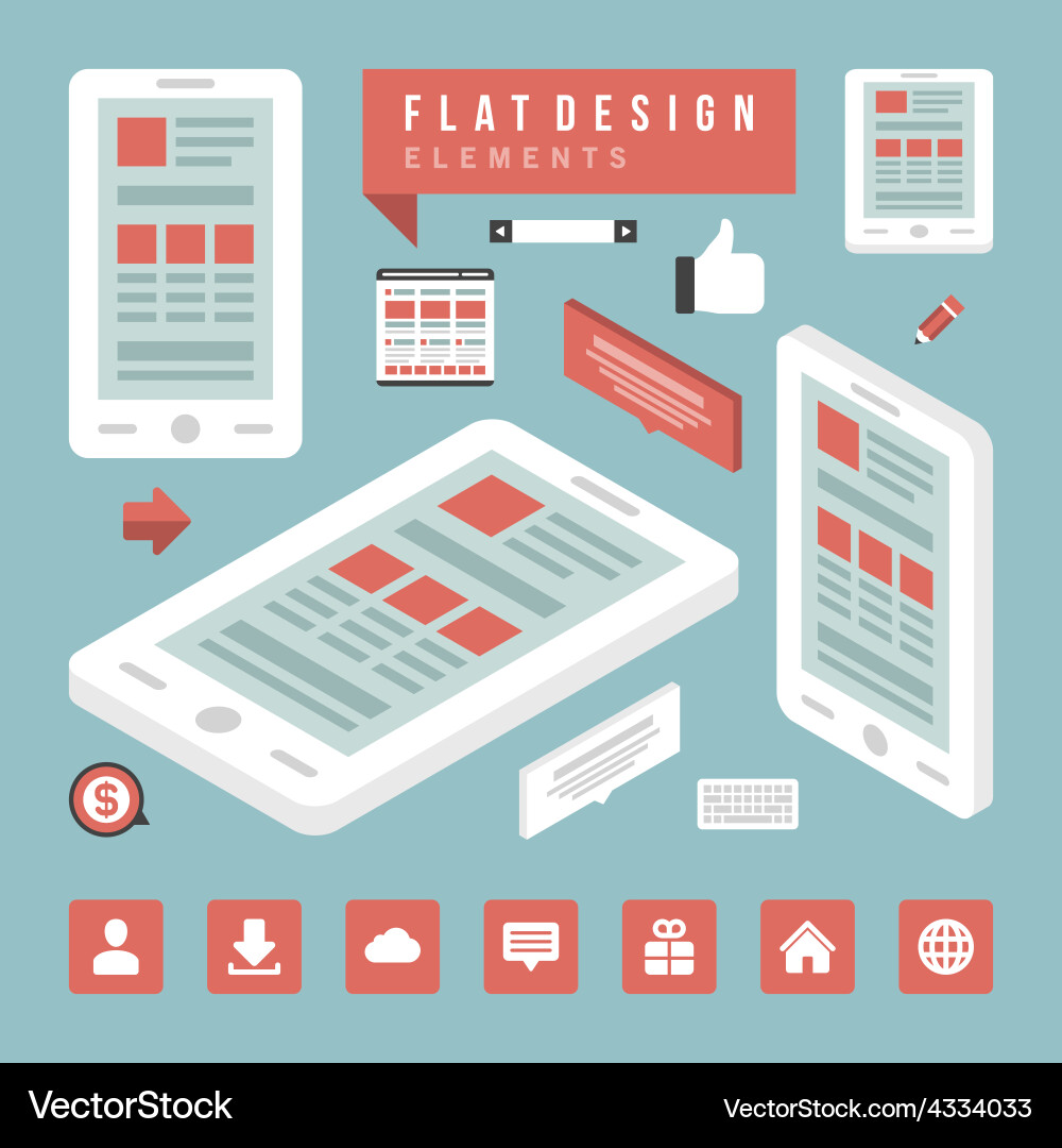 Flat devices and icons infographic design el Vector Image