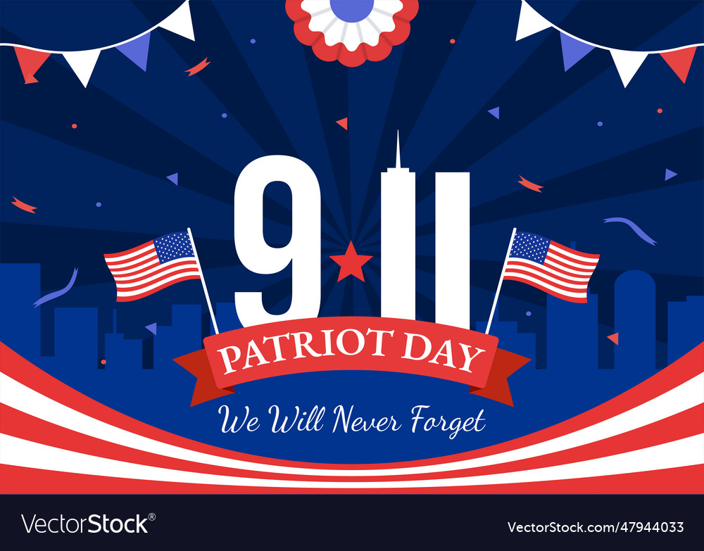 Happy usa patriot day with united states flag 911 Vector Image
