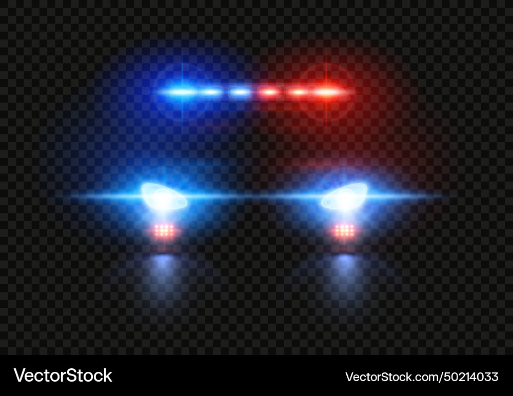 Police car headlights emergency flashing light Vector Image
