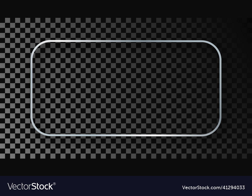 Silver glowing rounded rectangular frame Vector Image
