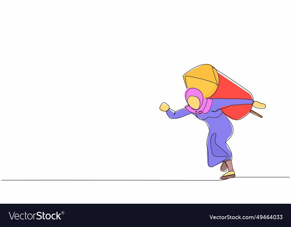 Single continuous line drawing arab businesswoman Vector Image