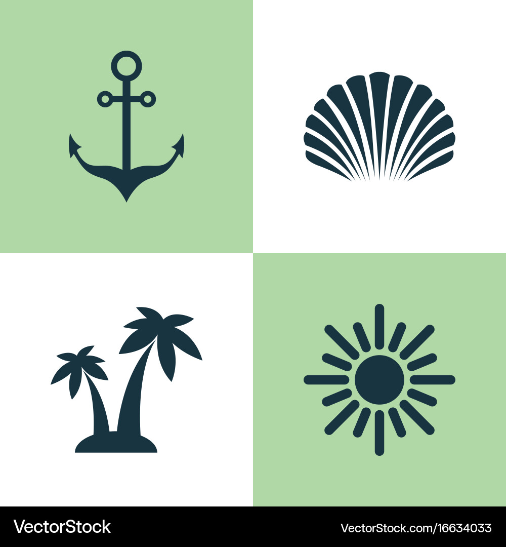 Sun icons set collection of conch sunny Royalty Free Vector