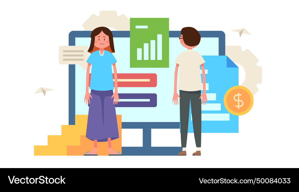 Two people are talking about business Royalty Free Vector