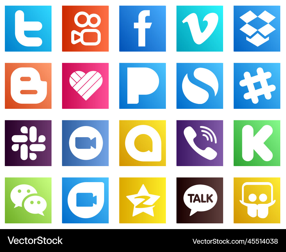 20 social media icons for every platform Vector Image