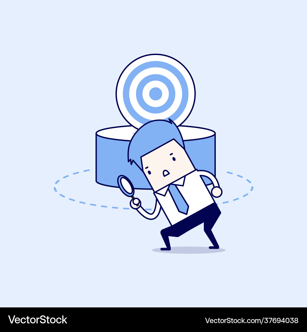 Businessman can not find target Royalty Free Vector Image