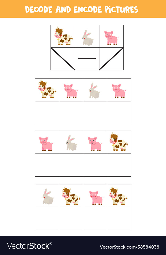Decode and encode pictures write symbols Vector Image