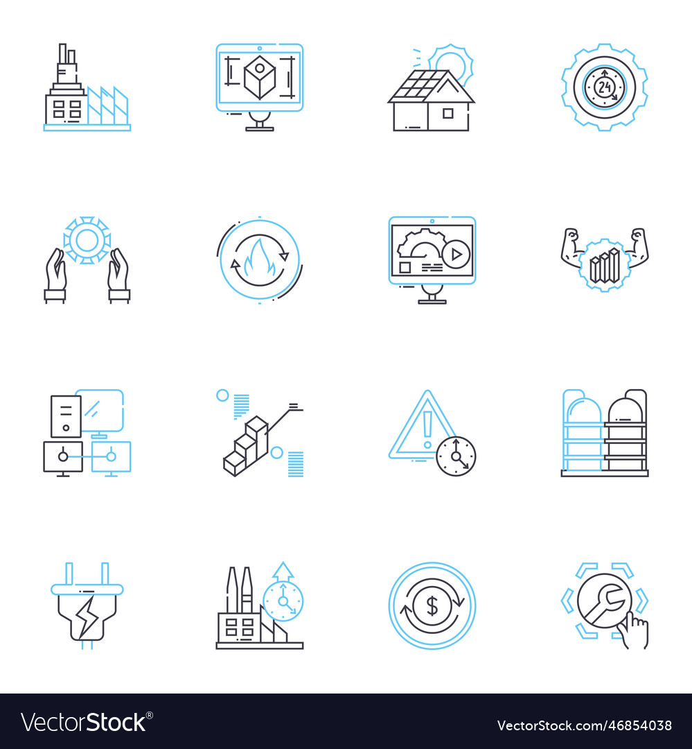 Digital factory linear icons set automation Vector Image