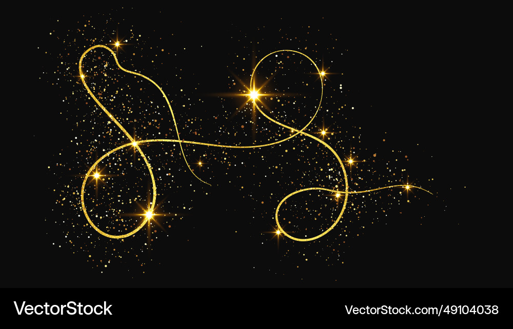 Gold glittering confetti wave and stardust Vector Image