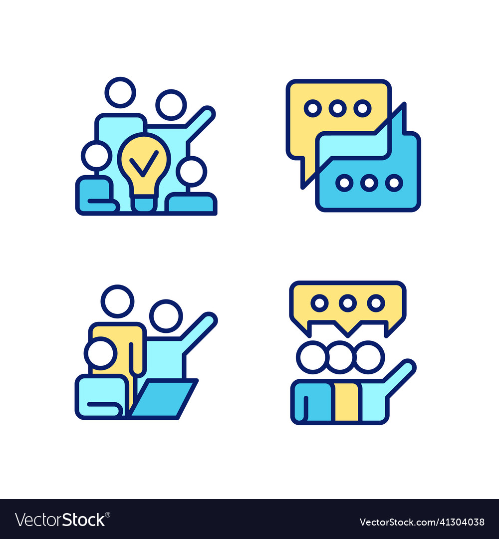 Group tasks pixel perfect rgb color icons set Vector Image