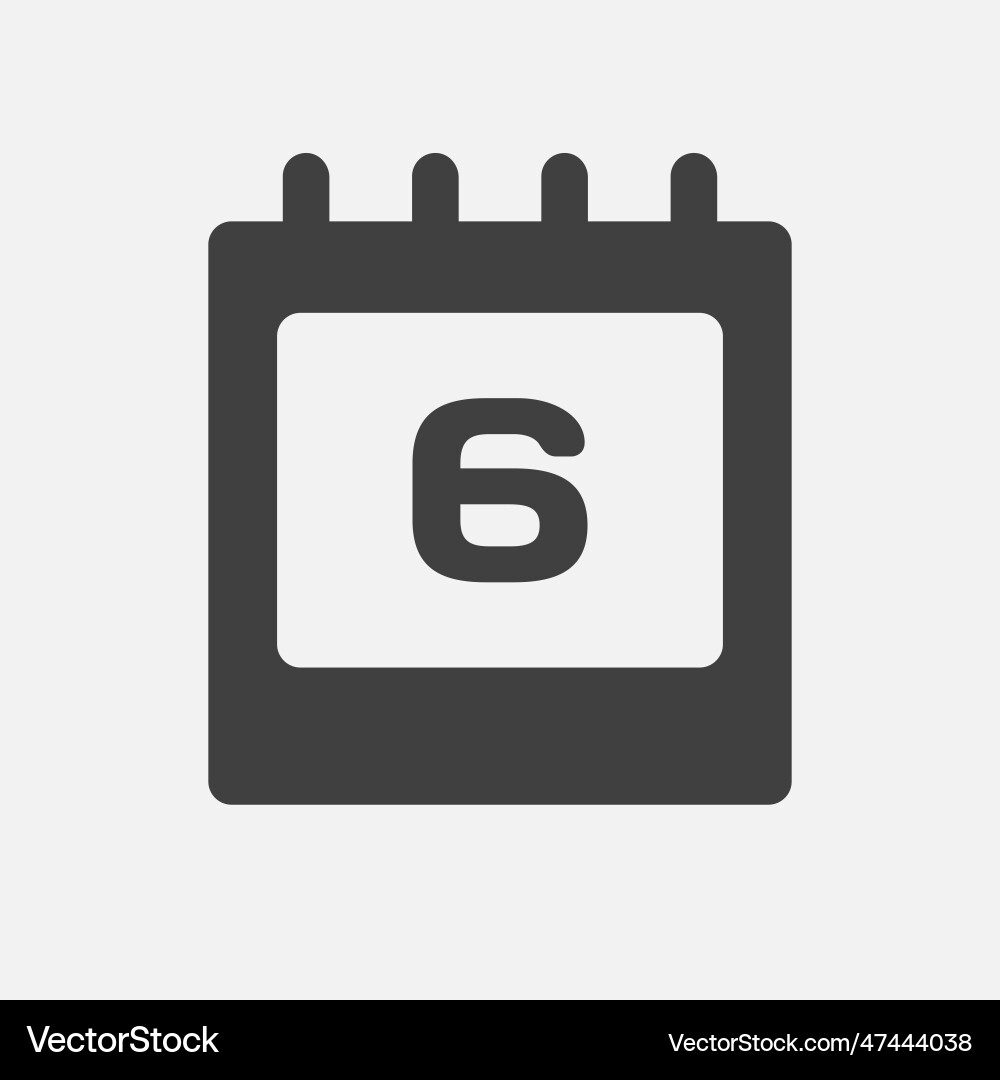 Icon page calendar day - number 6 Royalty Free Vector Image