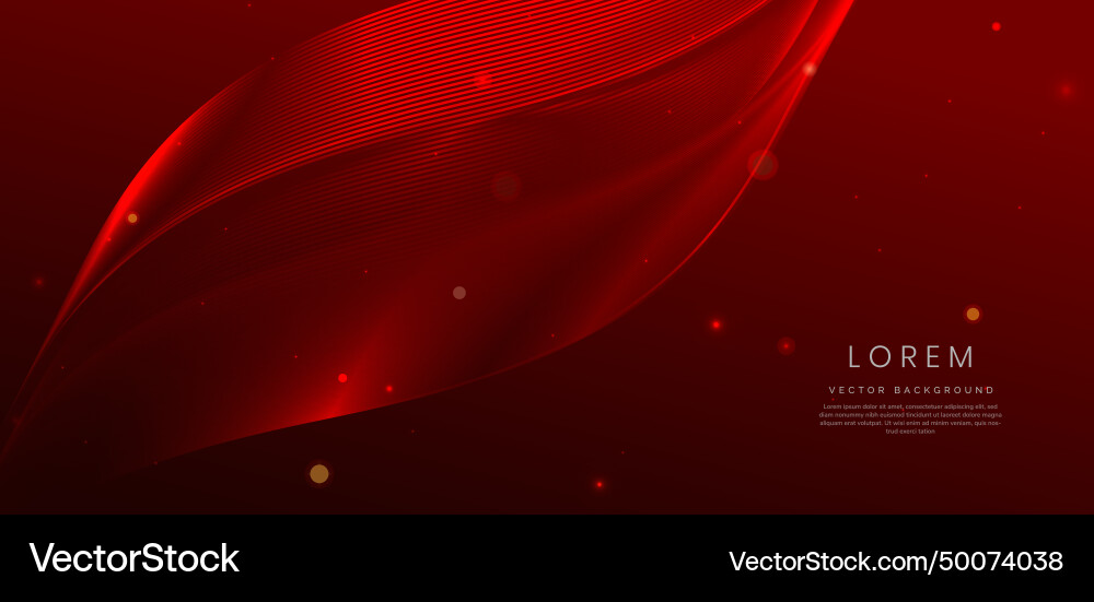 Luxury red background with curved glowing red Vector Image