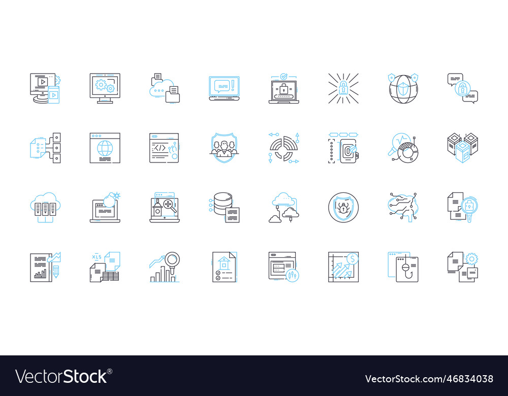 Nerk encryption linear icons set encryption Vector Image