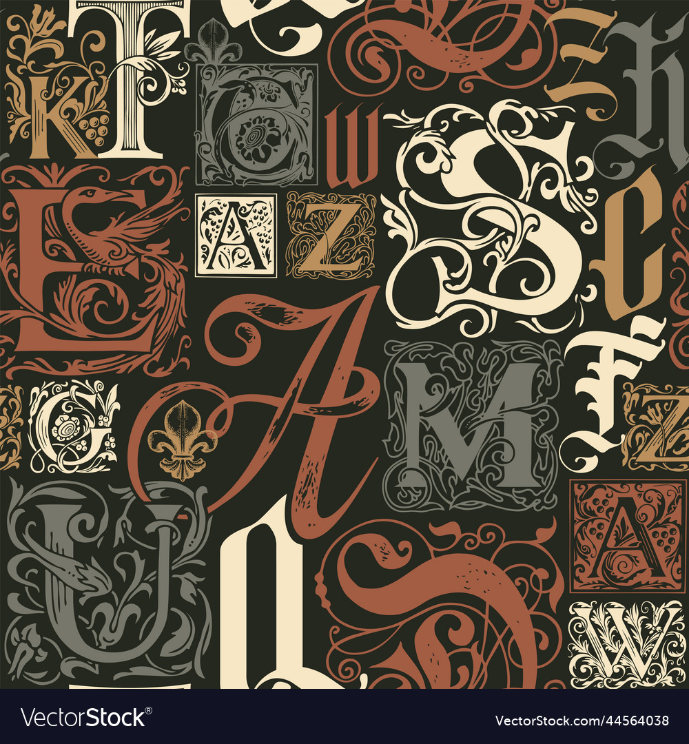 Seamless pattern with hand-drawn initial Vector Image