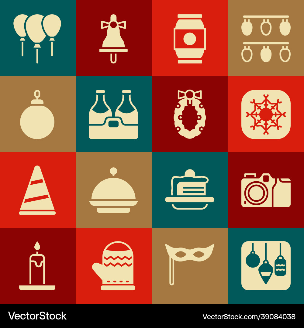 Set christmas lights photo camera snowflake Vector Image