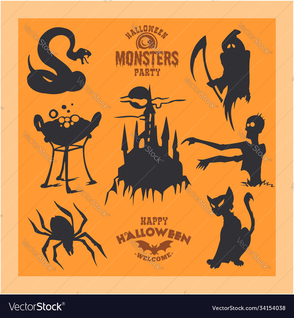 Set monsters for halloween a collection Royalty Free Vector