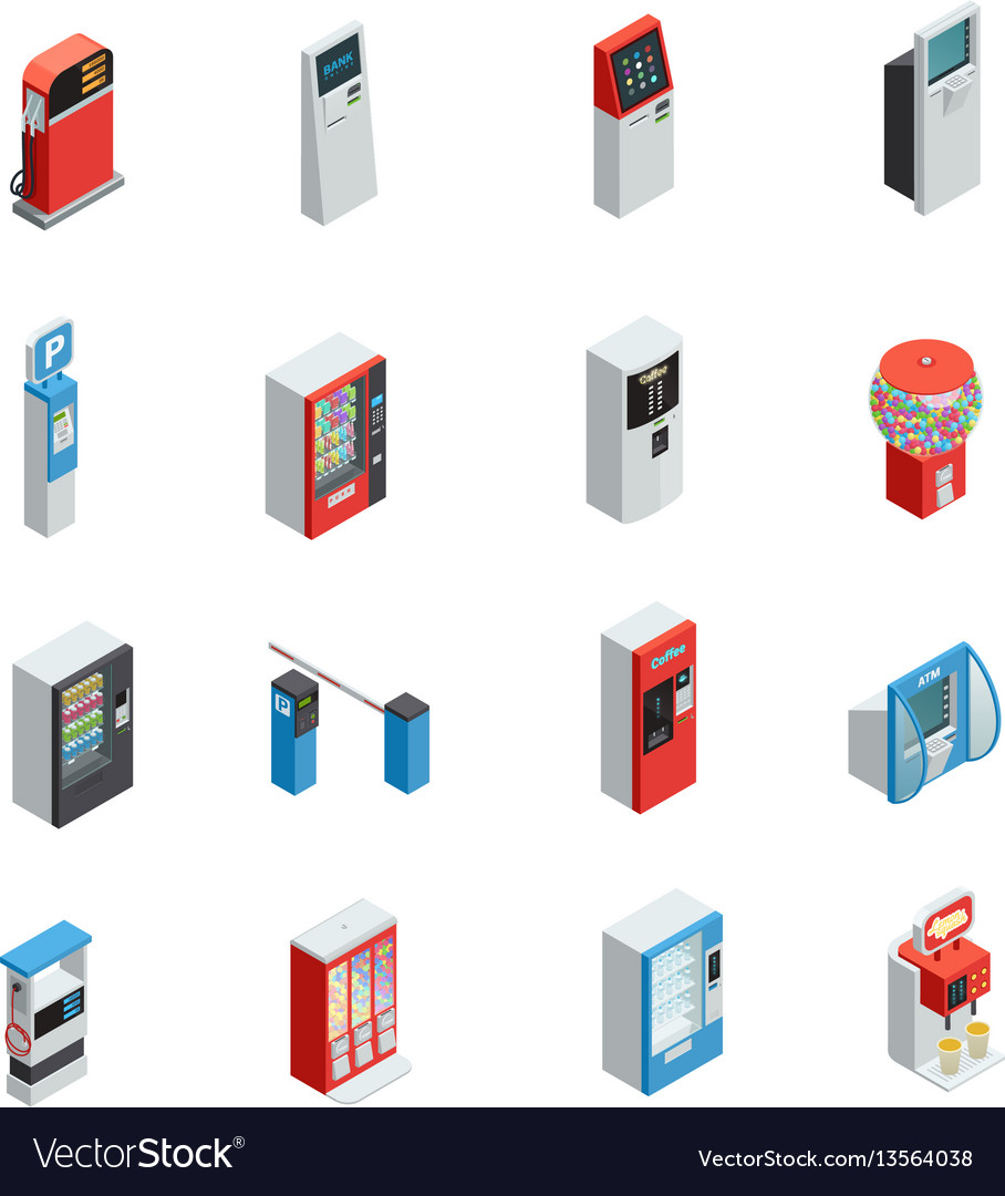 Vending machines icons set Royalty Free Vector Image