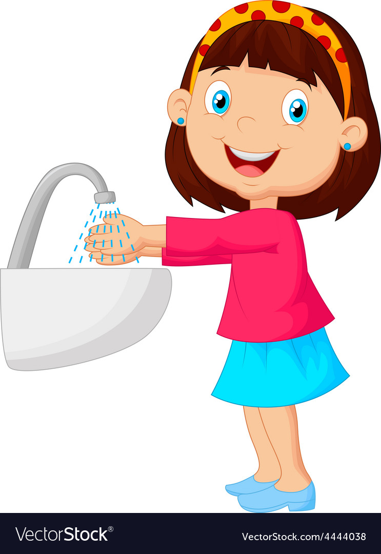 Young girl washing her hands Royalty Free Vector Image Young girl washing her hands Royalty Free Vector Image