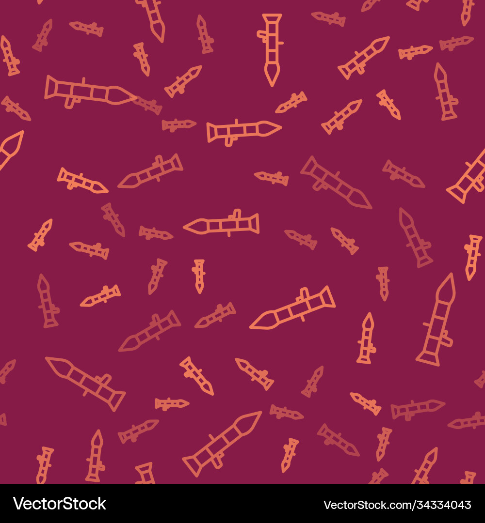 Brown line rocket launcher with missile icon Vector Image